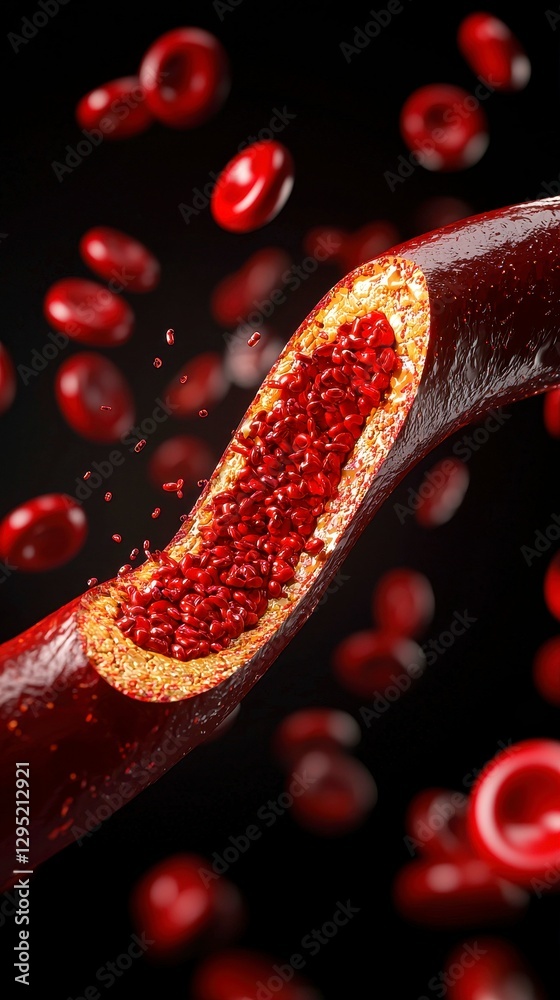 Vascular Cross Section Red Blood Cells Medical Visual Representation of ...