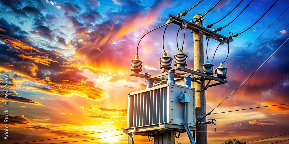 Power Transformer on Electric Pole, Daytime Sky, Soft Focus, Energy ...