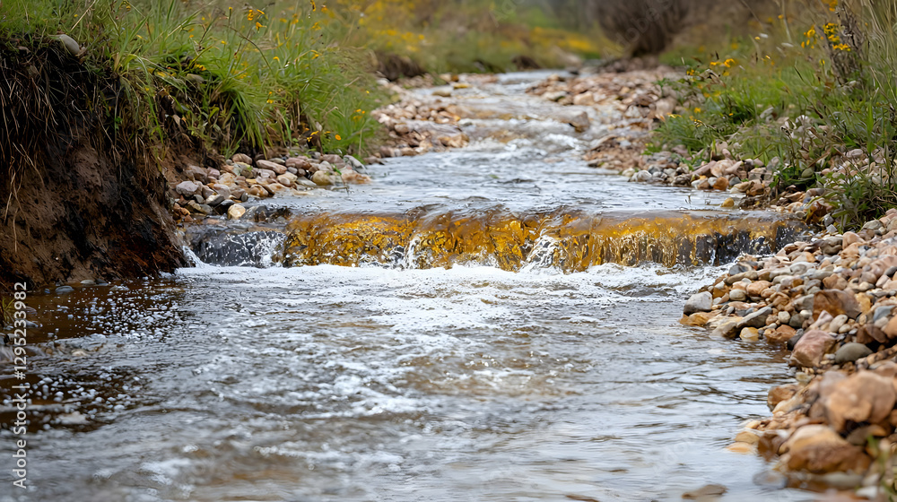 Clear Stream Water Flows Over Rocks in a Natural Setting Stock ...