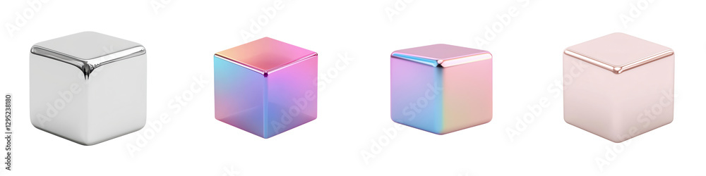 Vibrant and eye catching metallic geometric cubes with iridescent ...