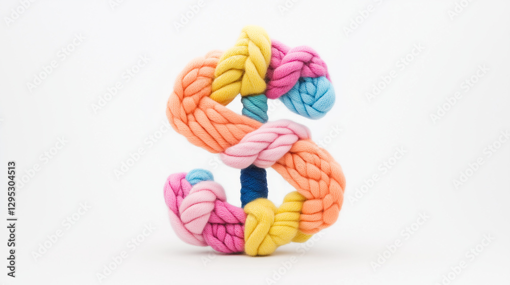 Colorful Rope Letter: A vibrant letter "S" artfully crafted from ...