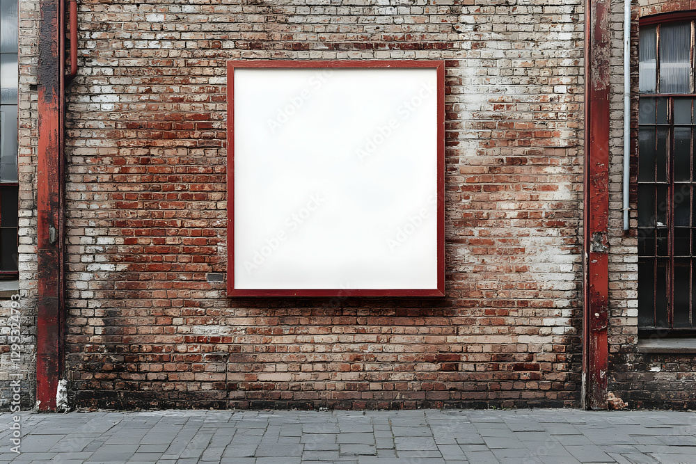 Blank Advertising Billboard on Weathered Brick Wall, Urban Mockup for ...