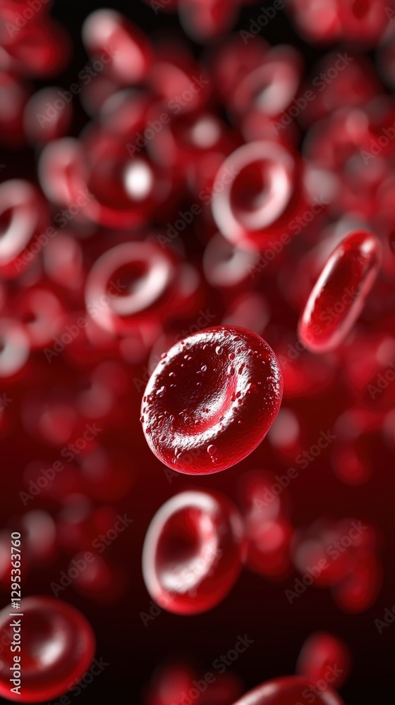 High-resolution image of blood cells under microscope showing red and ...
