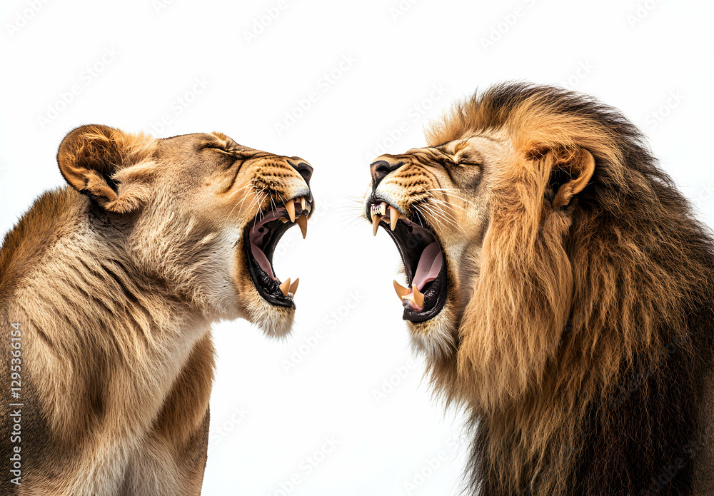 Magnificent Roar, A Powerful Confrontation Between Lion and Lioness in Striking Detail ...