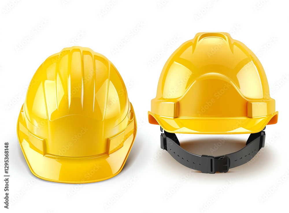 Yellow Safety Hard Hat Front and Back View for Industrial and ...