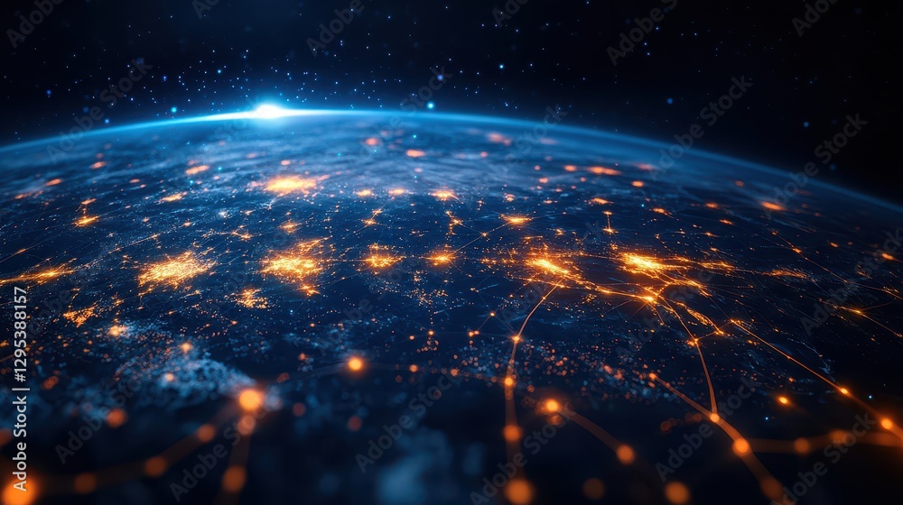 AIpowered security system scanning a global network, futuristic ...