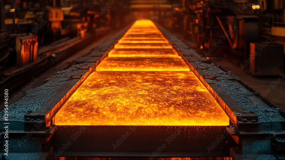 Indian steel manufacturing plant, massive rolling mills processing hot ...