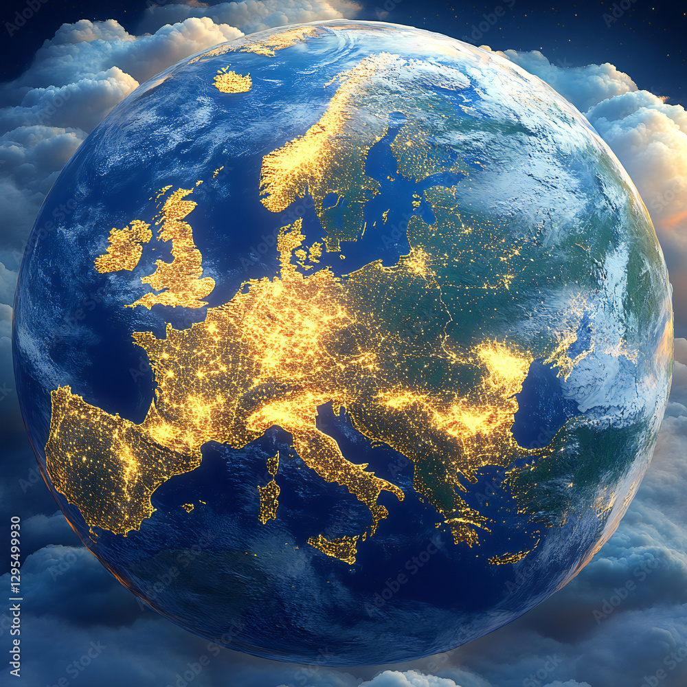 photorealistic 3D Rendering of Europe - Landmark Map with Accurate ...