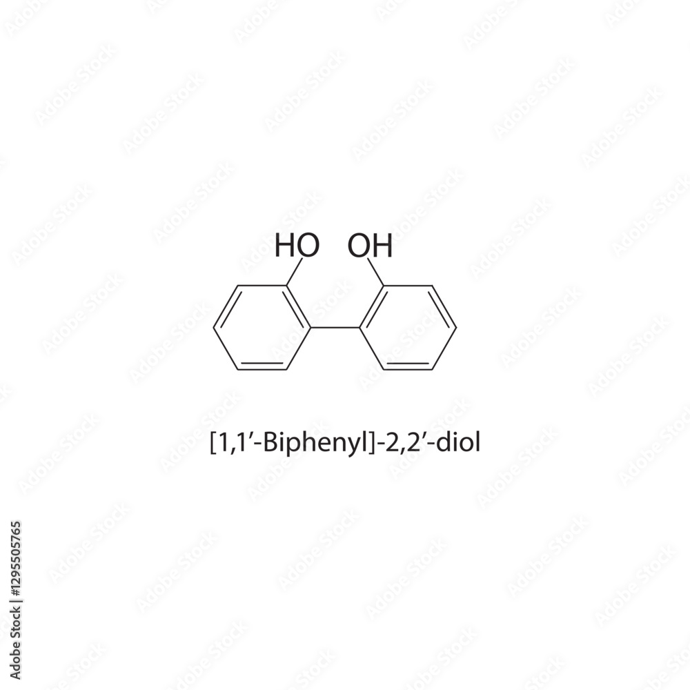[1,1’-Biphenyl]-2,2’-diol skeletal structure.Phenol compound schematic ...