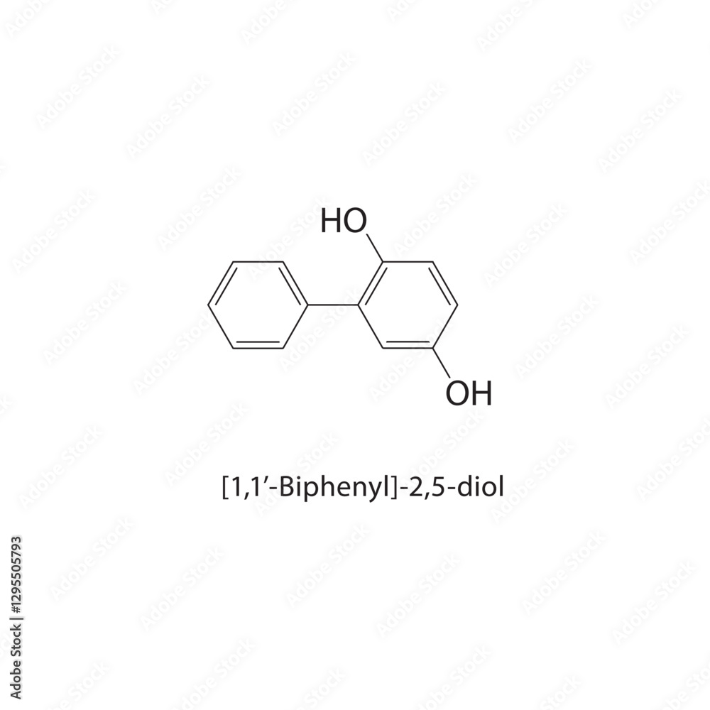 [1,1’-Biphenyl]-2,5-diol skeletal structure.Phenol compound schematic ...