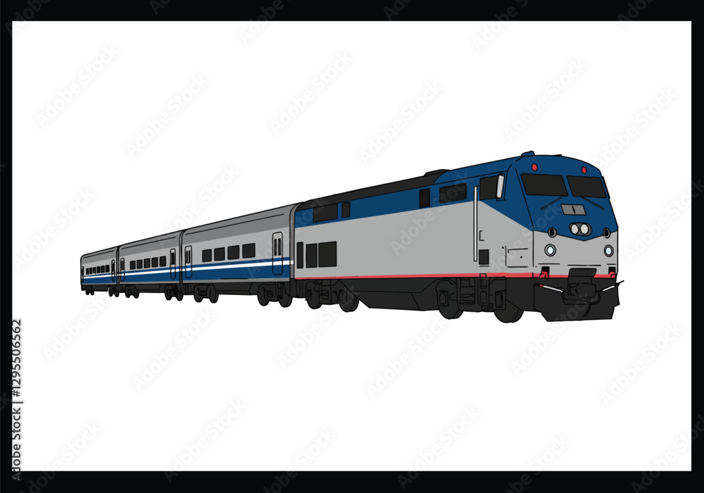Amtrak train clipart illustration design. The image shows a modern ...