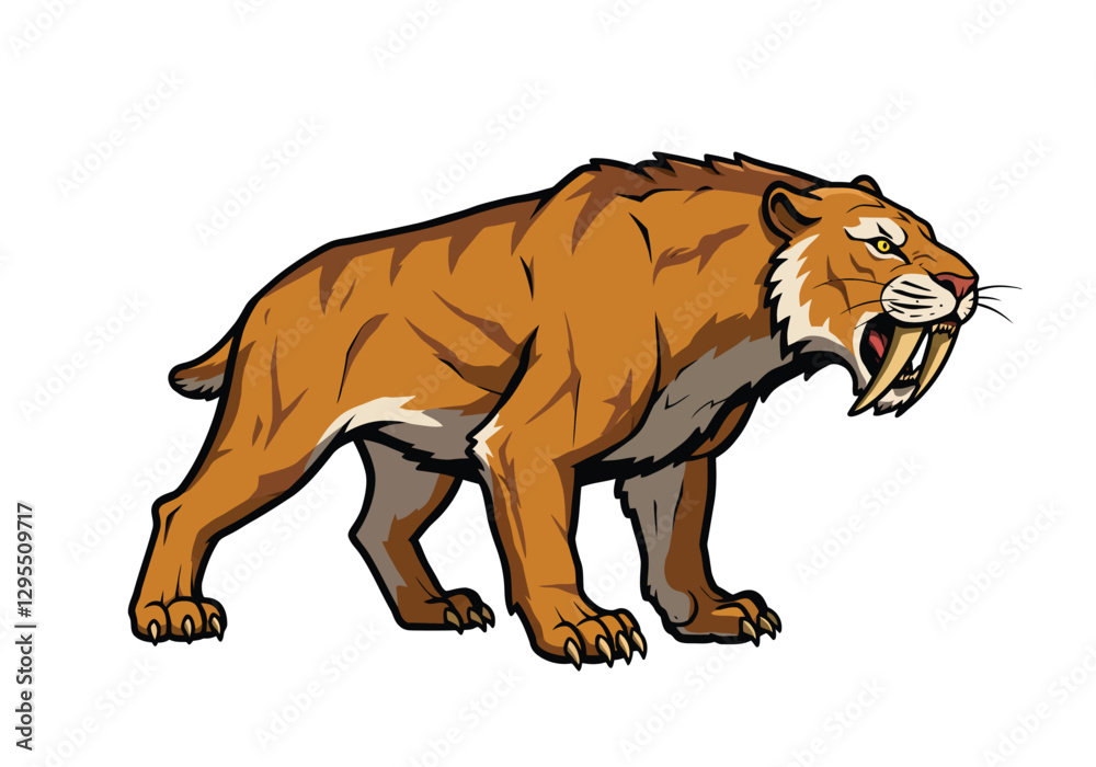 Saber tooth tiger clipart. This image shows a fierce saber-tooth tiger ...