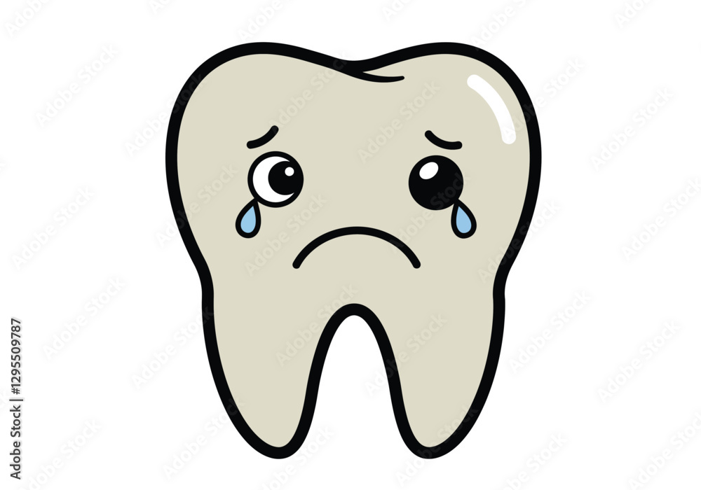 Sad tooth clipart. This image shows a cartoon tooth with a sad ...