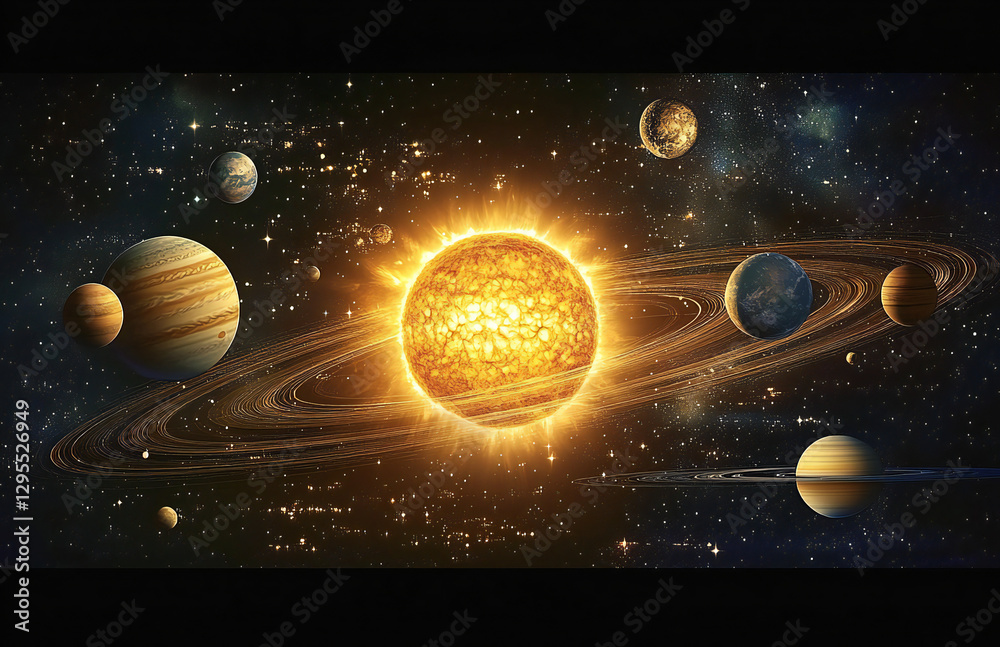 Ilustración de Stock Dramatic Visual Composition Depicting Our Solar ...