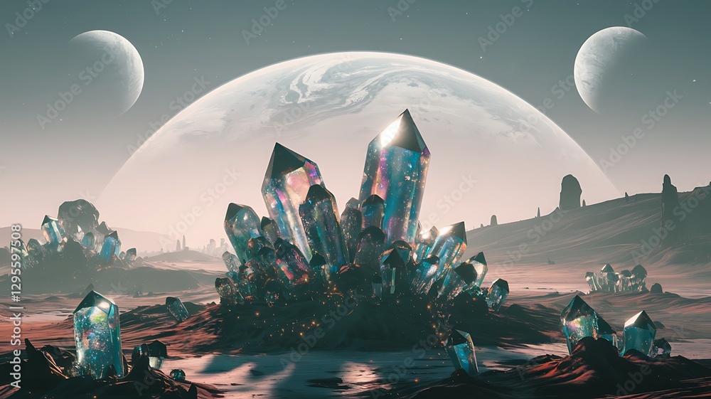 Celestial Crystals: An otherworldly landscape features clusters of ...