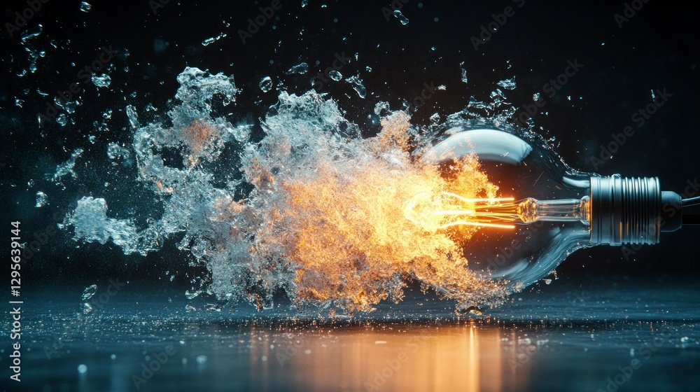 Dynamic explosion of a broken fluorescent lamp transforming into ...