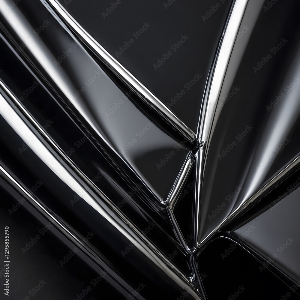 Elegant metal textures create dynamic reflections and shapes in a ...