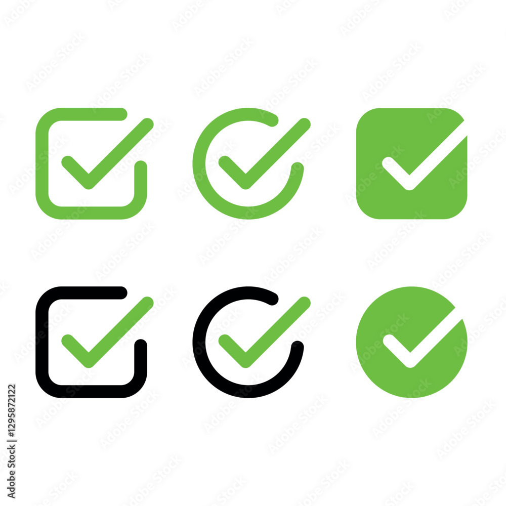Image vectorielle Stock Green check mark icon, check box icon set ...