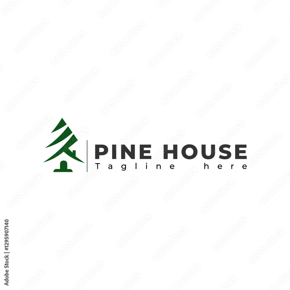 logo design pine trees and houses, forest, construction, wood, symbol ...