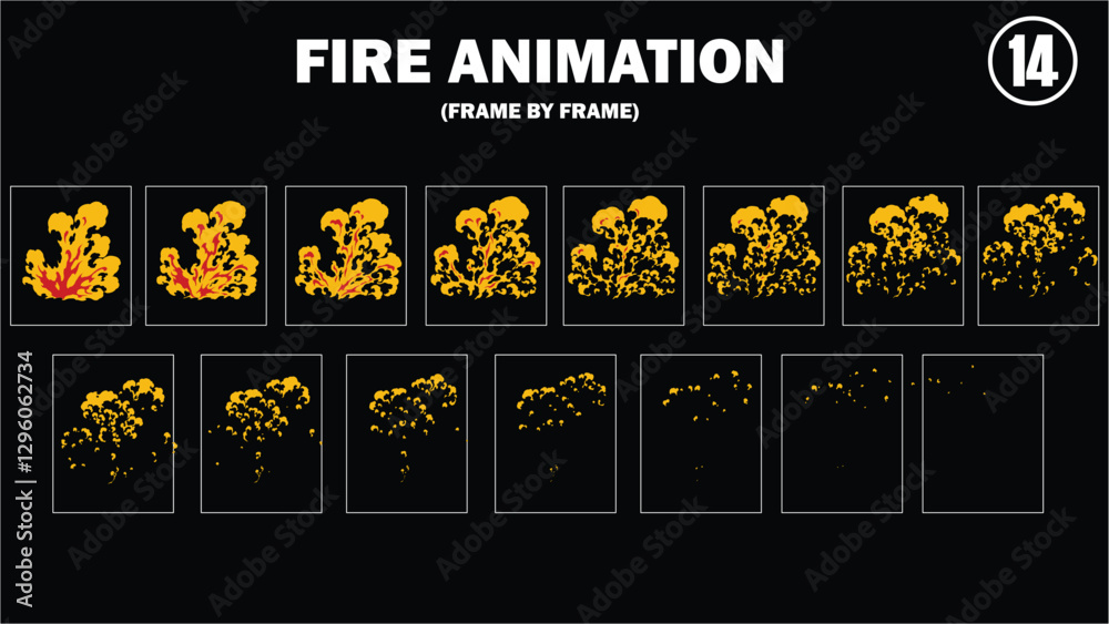 Image vectorielle Stock Sprite sheet animation of fire, fire balls ...