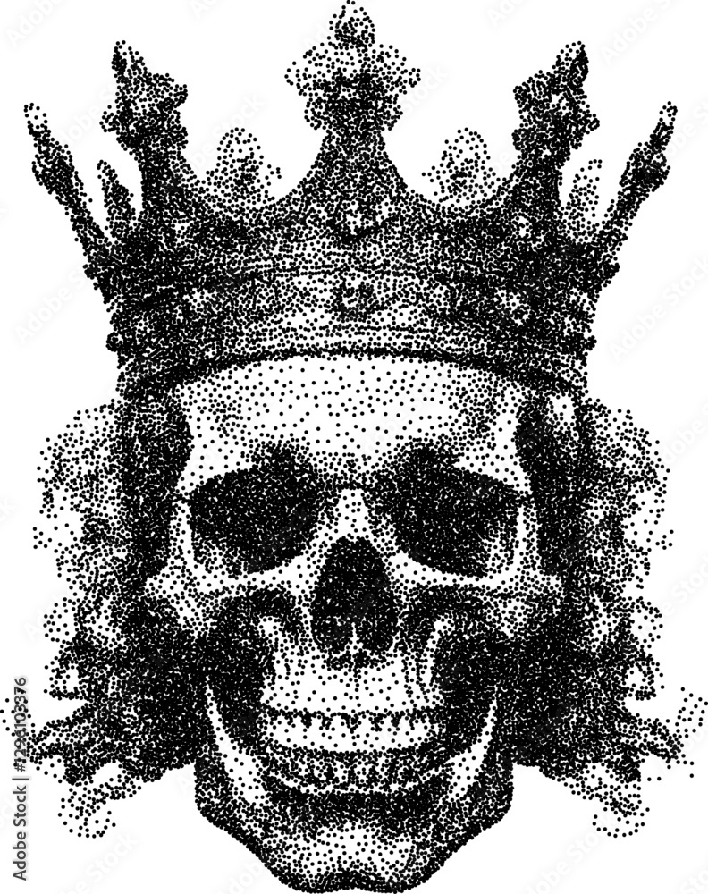 Skull vintage y2k stipple art, king halftone stipple brutalist retro ...