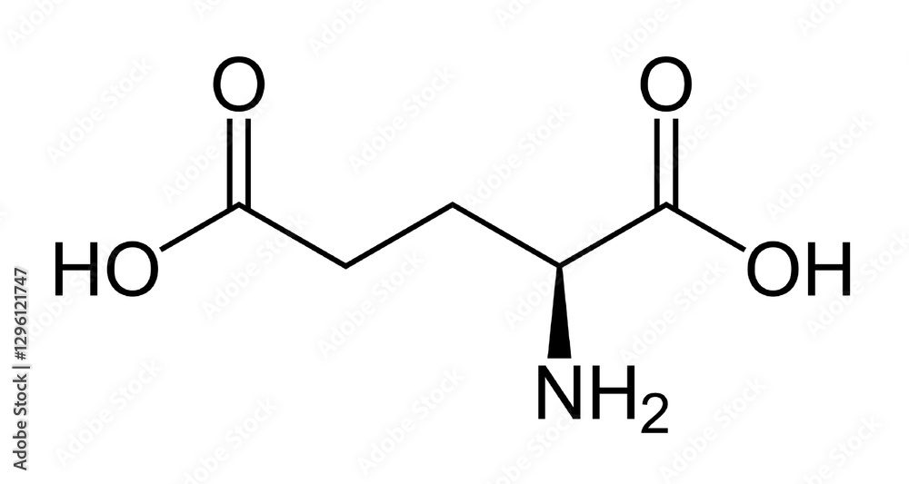 Glutamic acid molecular structure diagram, chemical formula ...