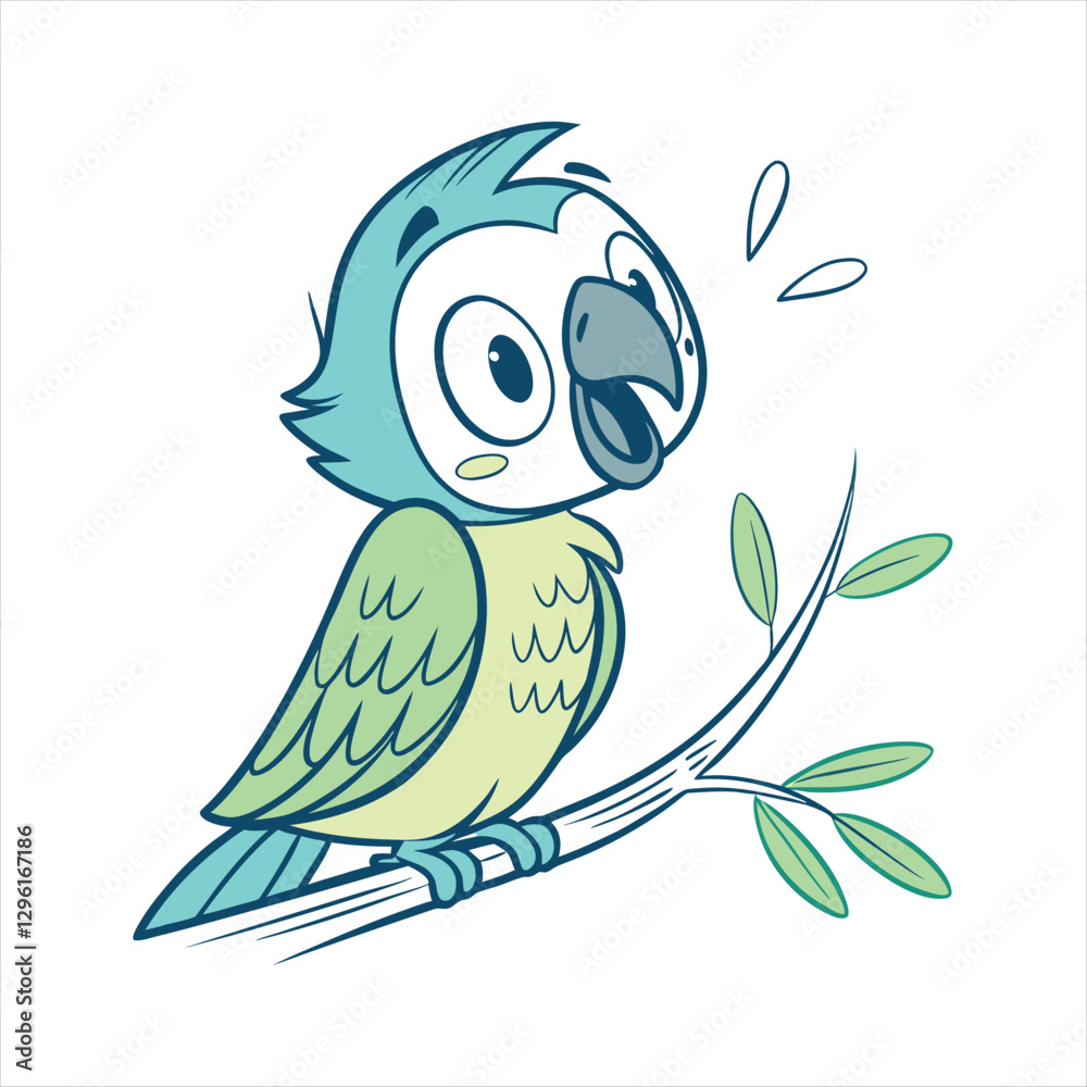 "Cute Friendly Macaw Parrot Illustration" Stock Vector | Adobe Stock