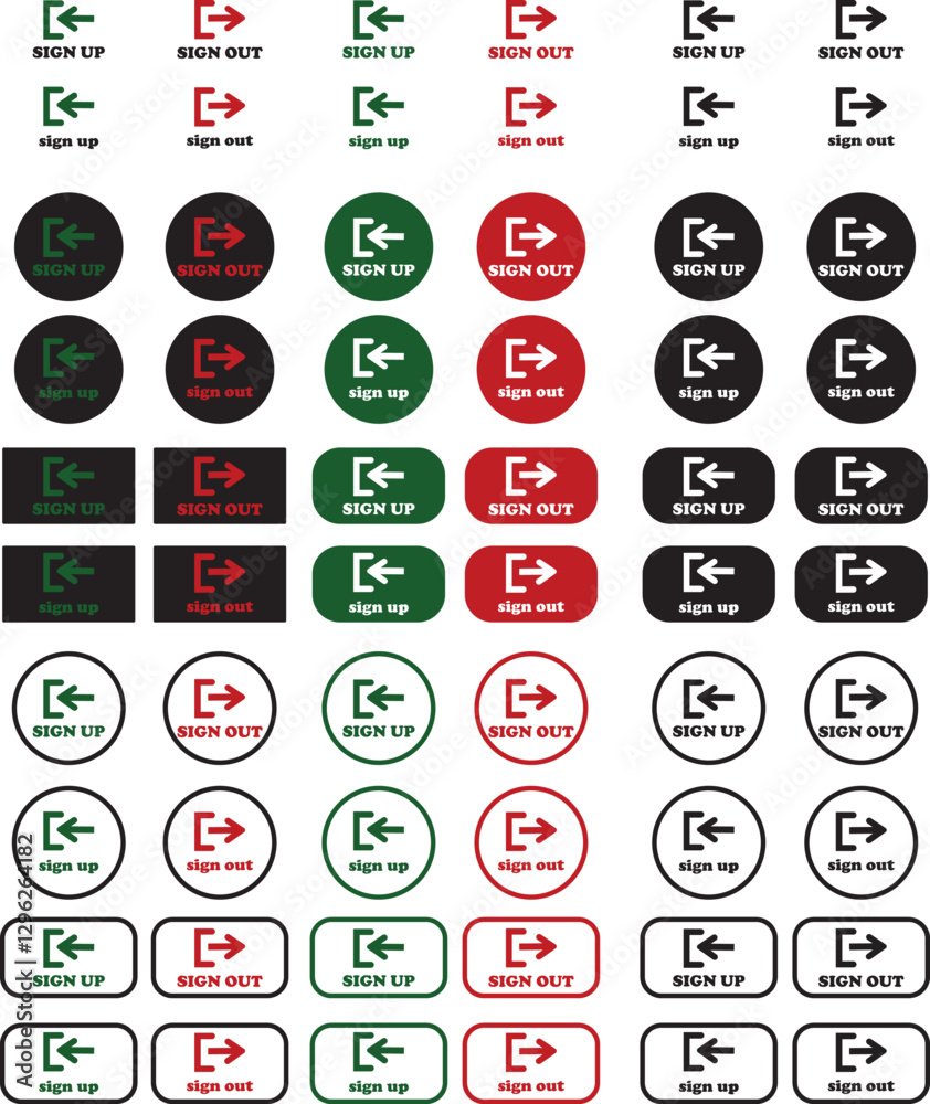 Login and logout icon set Set of sign out, Sign in vector vector ...