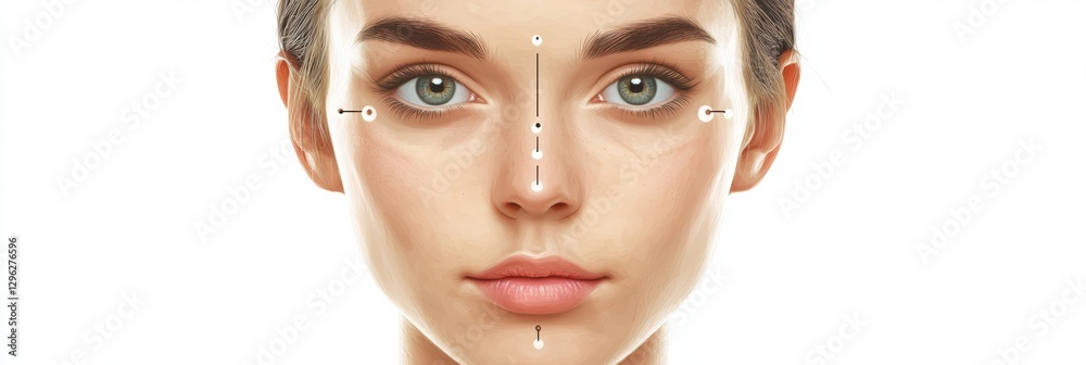 Detailed medical illustration showing Botox injection points on female ...