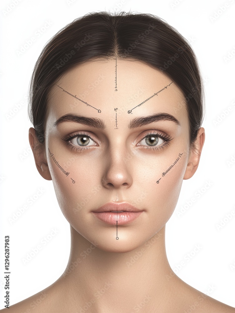 Medical illustration demonstrating Botox injection points on a detailed ...