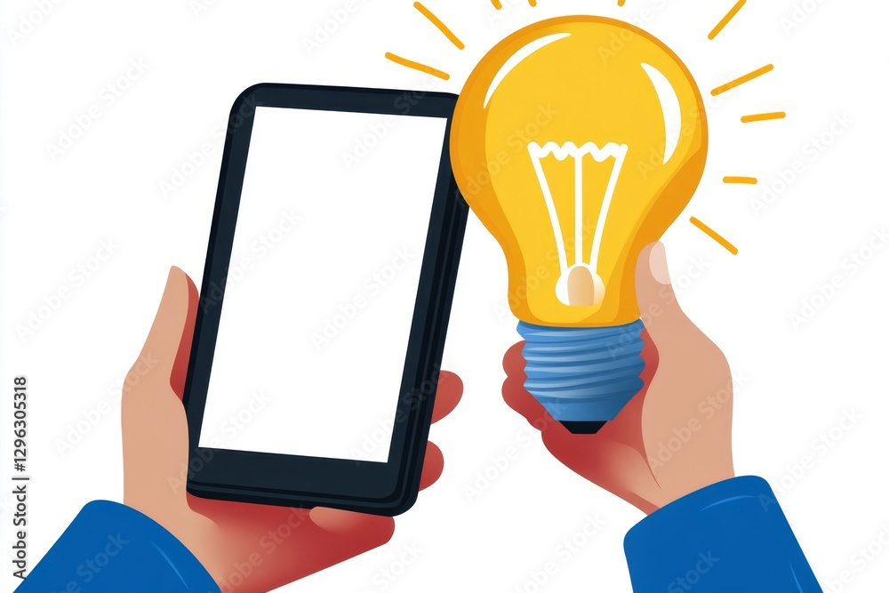 a 2D cartoon illustration of a person setting up a smart lighting ...
