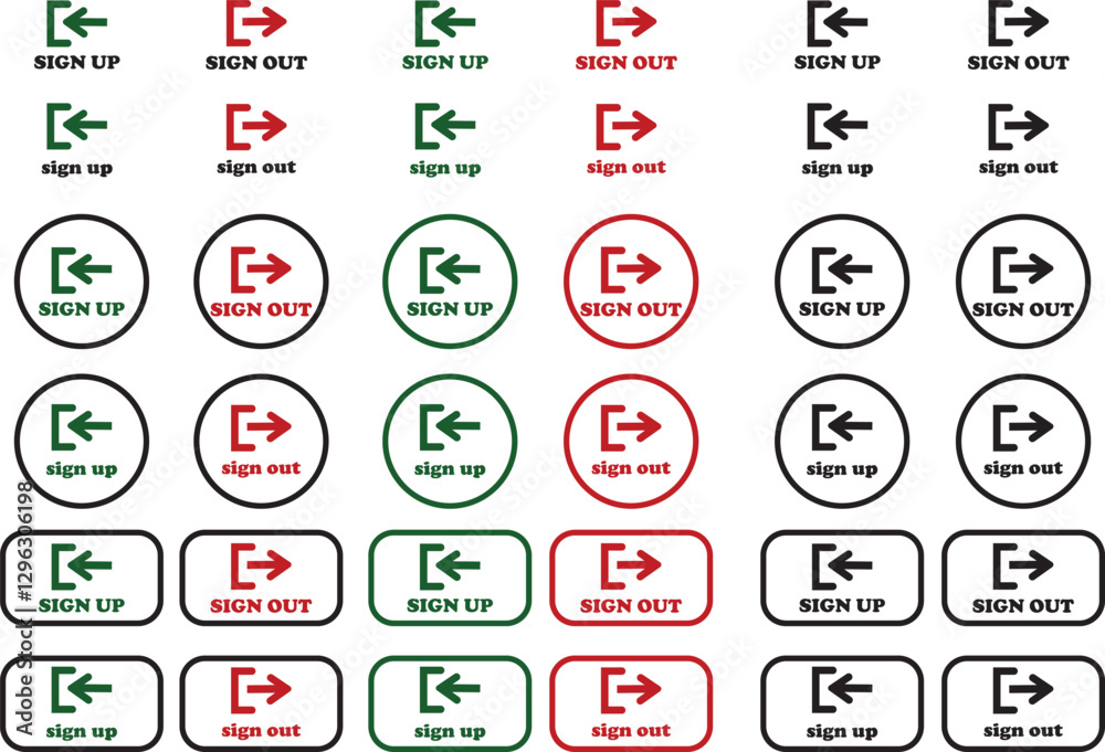 Login and logout icon set Set of sign out, Sign in vector vector ...