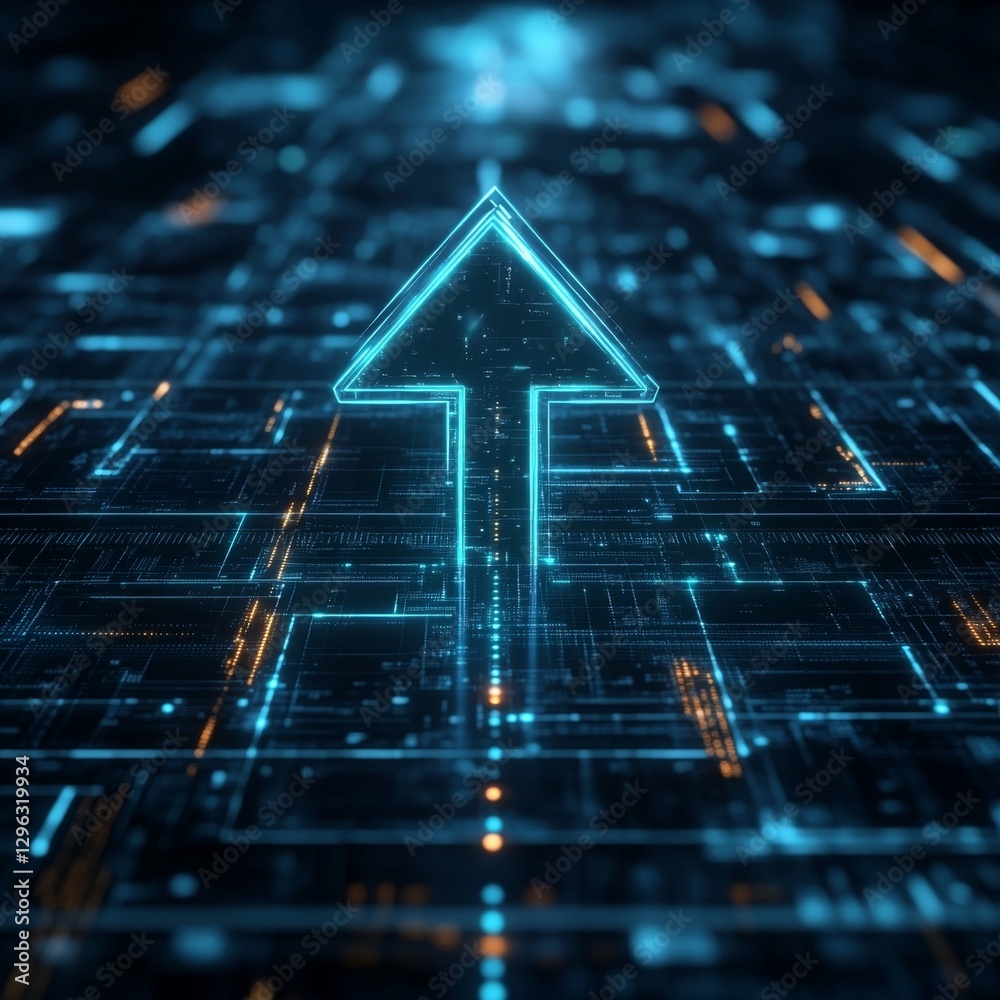 Futuristic 3D Arrow Pointing Forward with Sharp Edges and Digital Feel ...
