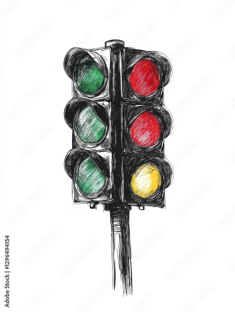 Traffic light hand drawn outline doodle icon. Spotlight, crossroads ...