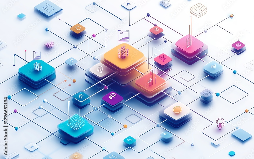 Organizational structure illustration with colorful figures ...