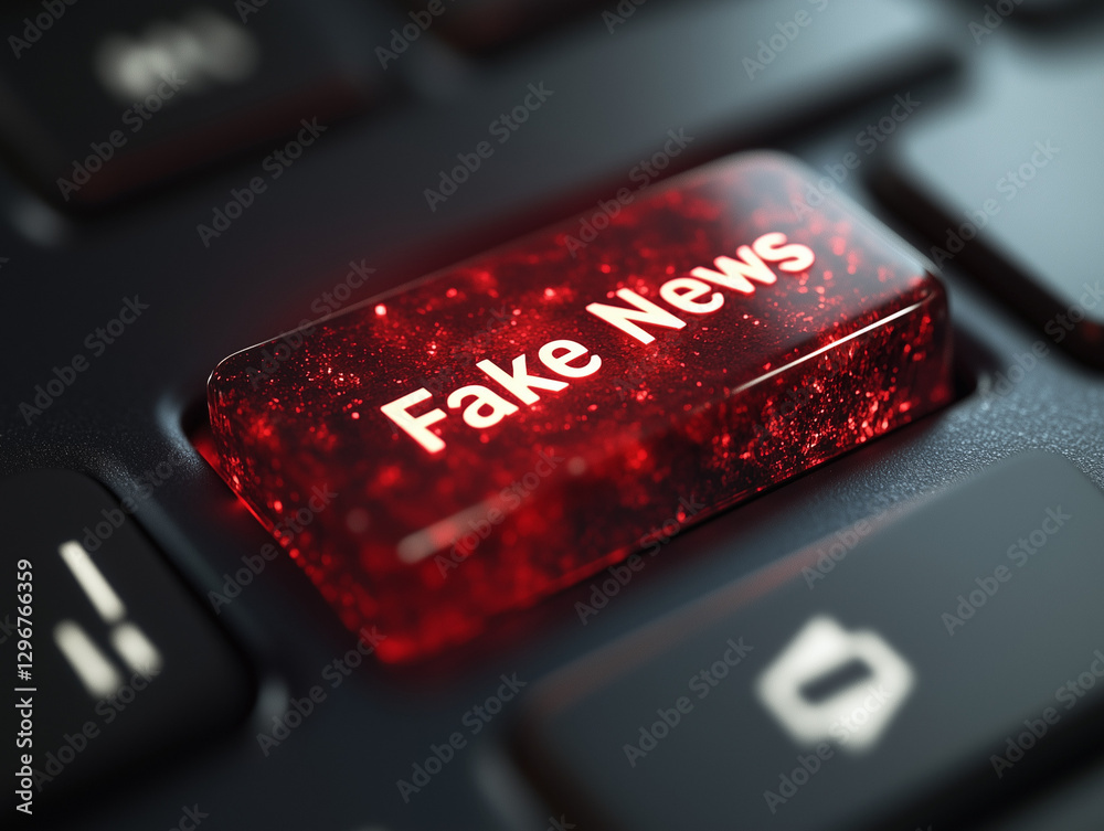 Fake news key glowing on a computer keyboard Stock Photo | Adobe Stock