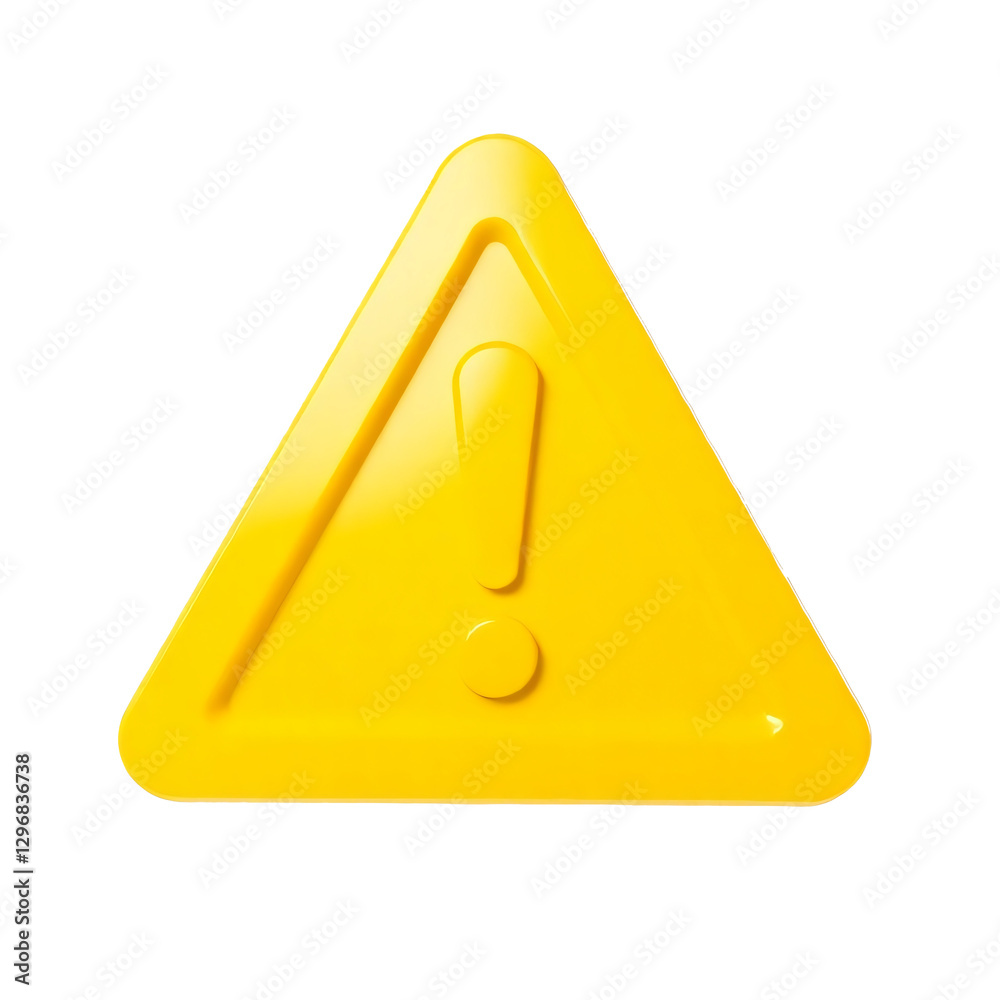 Yellow Warning Sign with Exclamation Mark | 3D Caution Alert Symbol ...