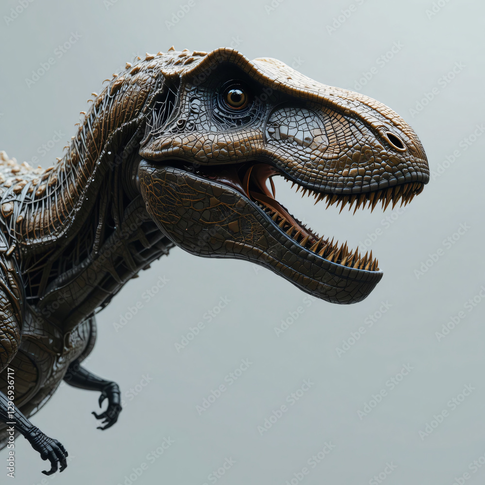 Tyrannosaurus Rex Profile with Detailed Scale Texture and Open Mouth ...