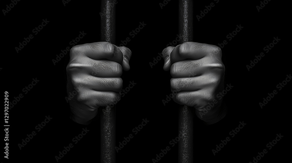 Imprisoned Hands: A powerful monochrome image showing a pair of hands ...