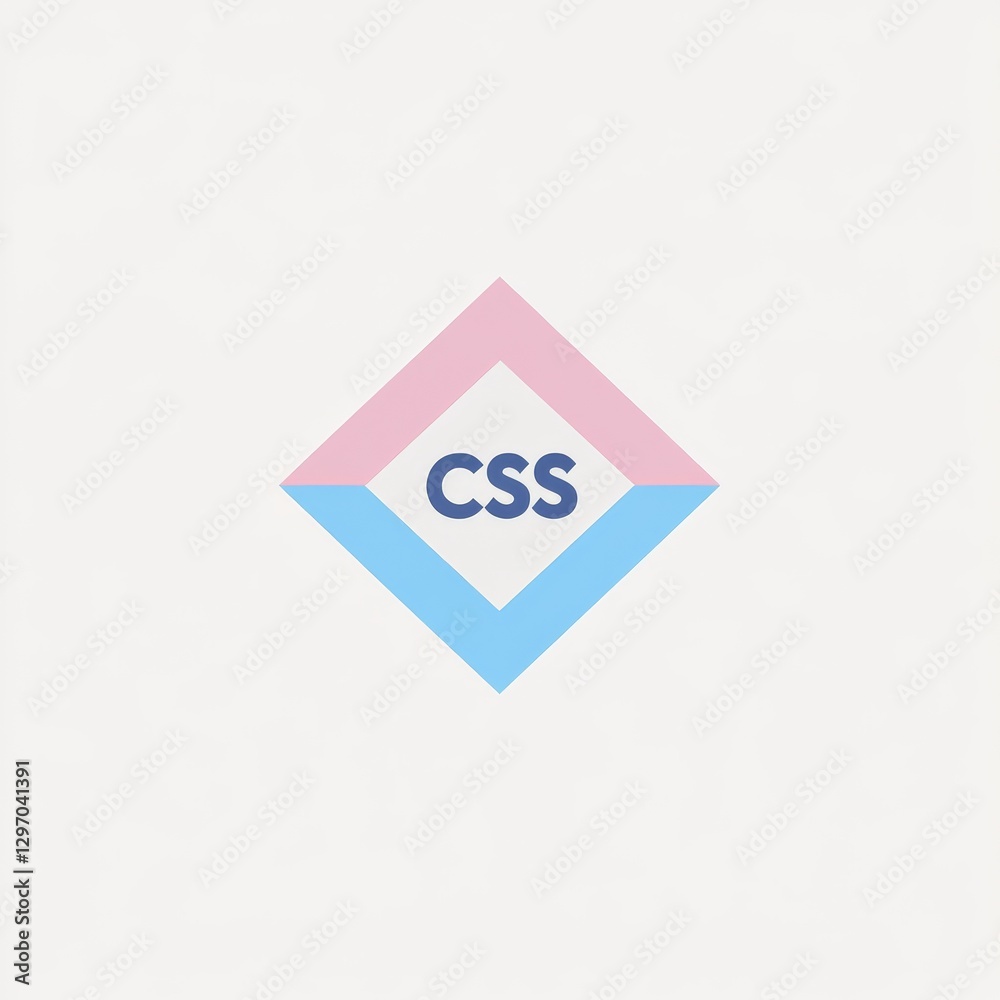CSS Logo: A Stylized Diamond with Pink and Blue Elements on a White Background, Simple, and ...