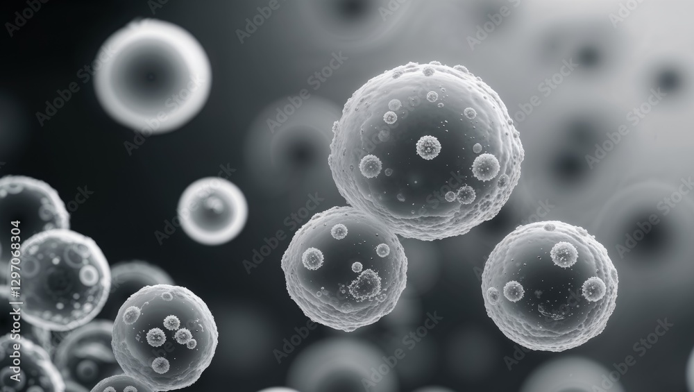 Cluster of spherical bacteria magnified under a microscope. Stock Photo ...