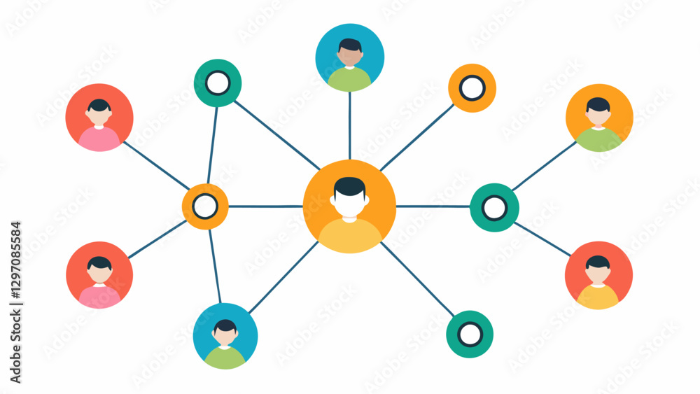 Vector de Stock Social Influence Network A network diagram showing ...