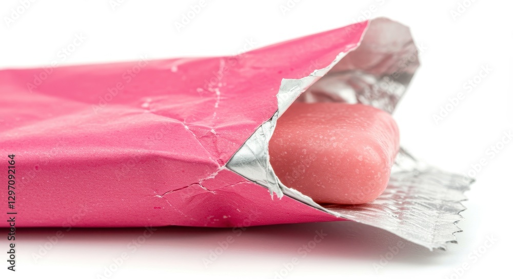Partially Opened Pink Chewing Gum Wrapper Stock Photo | Adobe Stock