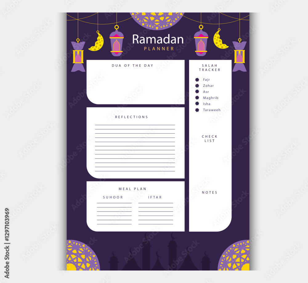 Ramadan planner template Stock Vector | Adobe Stock