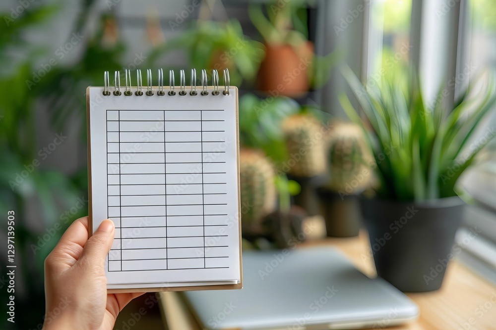Checklist Completed: Hand holding list with pencil, workspace neatly ...