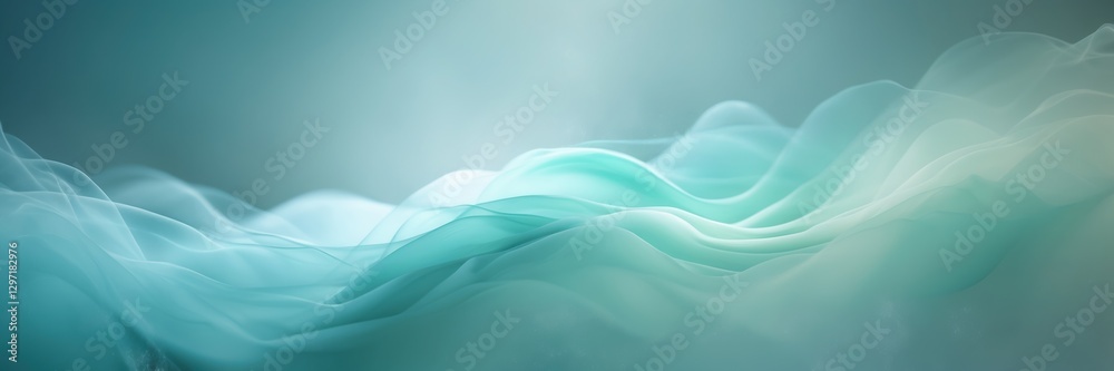 Teal blue soft wave forms abstract wallpaper. Translucent layers ripple ...