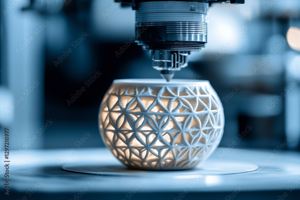 The 3D printing machine creates a 3D prototype model using resin ...