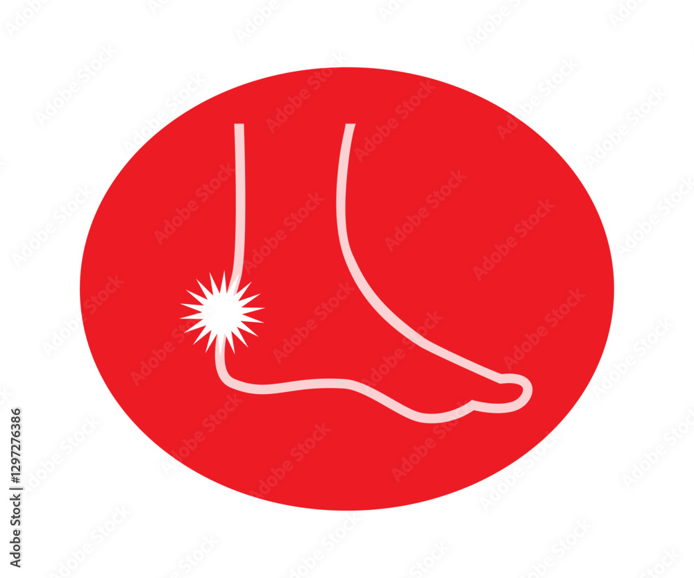 Foot pain in achilles tendon, Achilles tendonitis line art illustration ...