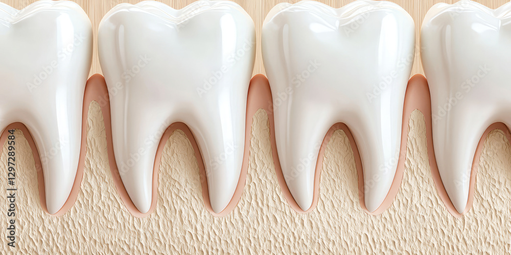Healthy human teeth cross section with gums. Structure layers enamel ...