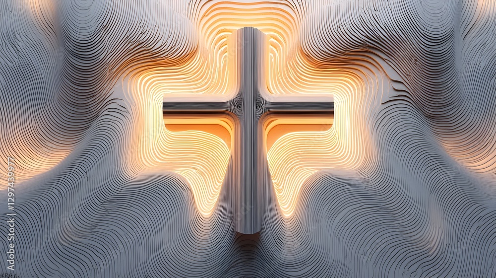 Cross of Light_The cross lighthouse of hope rising in a complex pattern ...